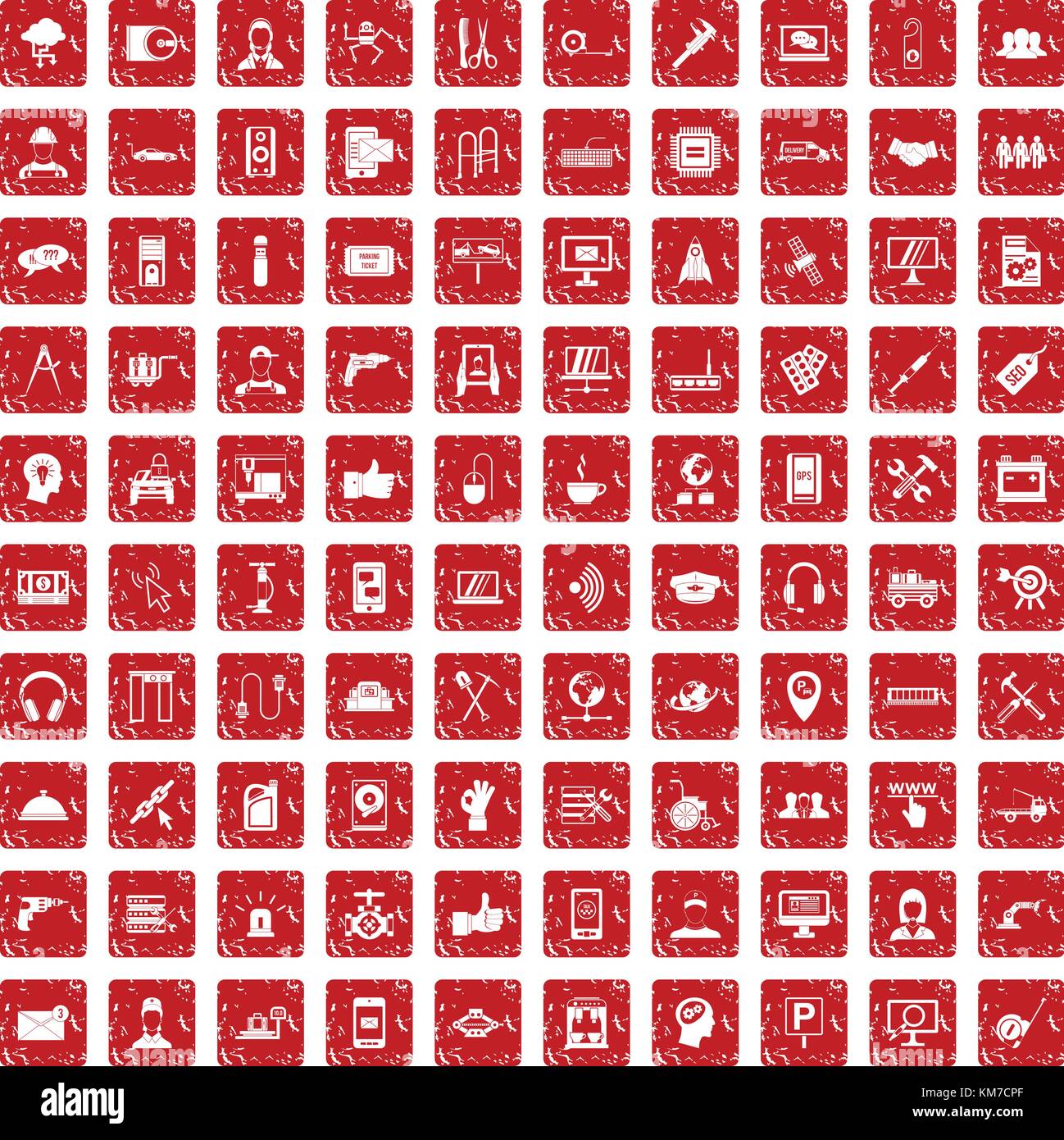 100 support icons set grunge red Stock Vector Image & Art - Alamy