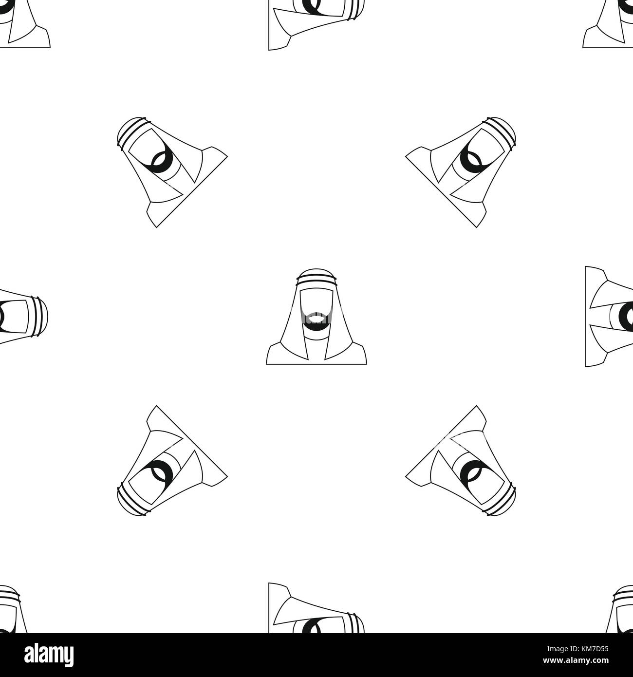 Arabic man in traditional muslim hat pattern seamless black Stock ...