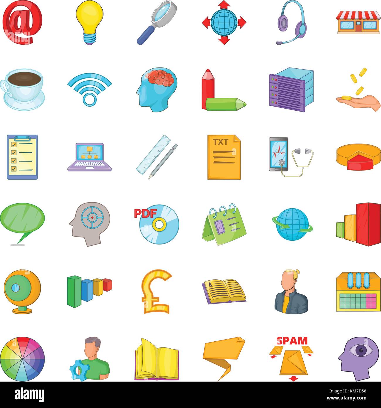 Internet application icons set, cartoon style Stock Vector Image & Art ...