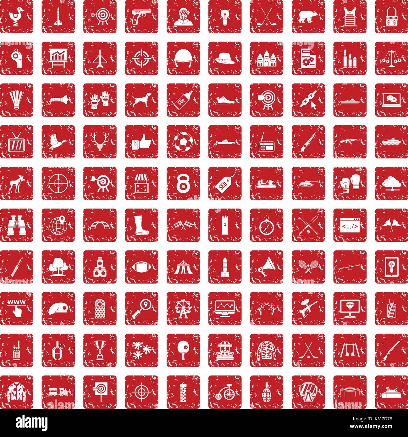 100 target icons set grunge red Stock Vector Image & Art - Alamy