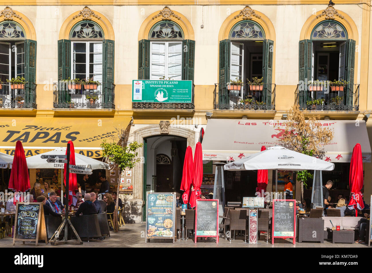 Cafe at the Plaza Merced in Malaga Spain Stock Photo - Alamy