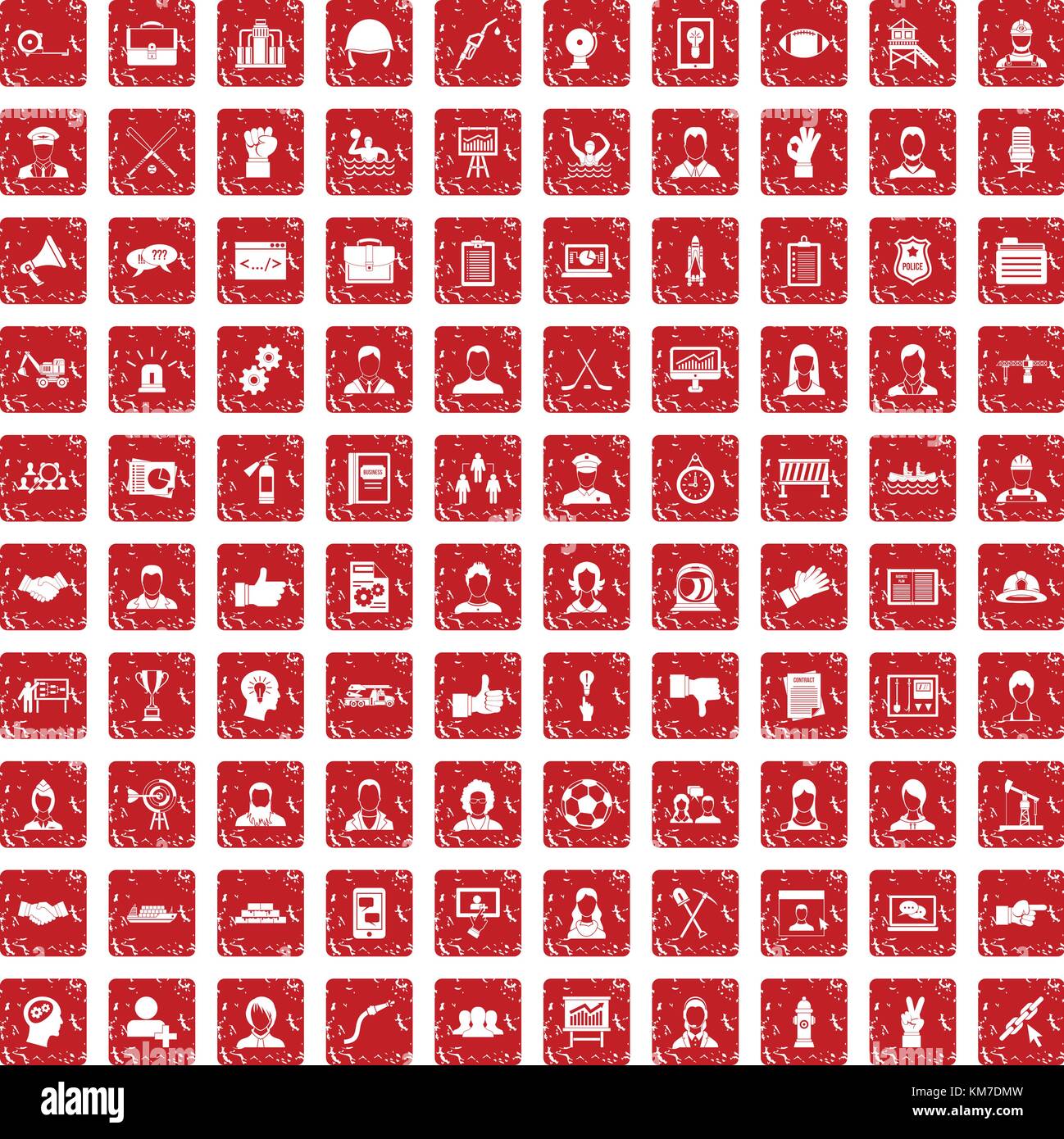 100 team work icons set grunge red Stock Vector Image & Art - Alamy