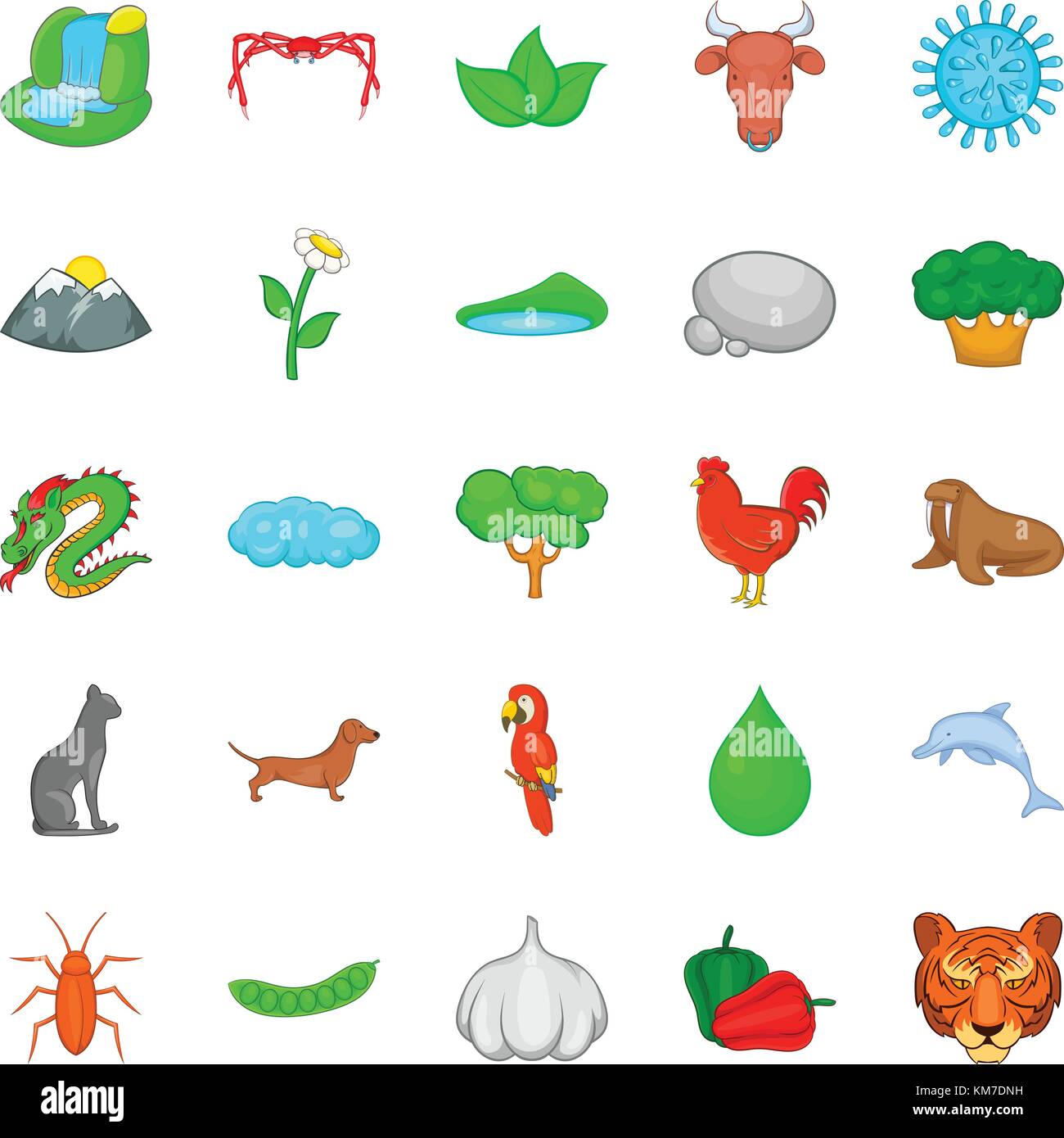 Domesticated animal icons set, cartoon style Stock Vector Image & Art ...