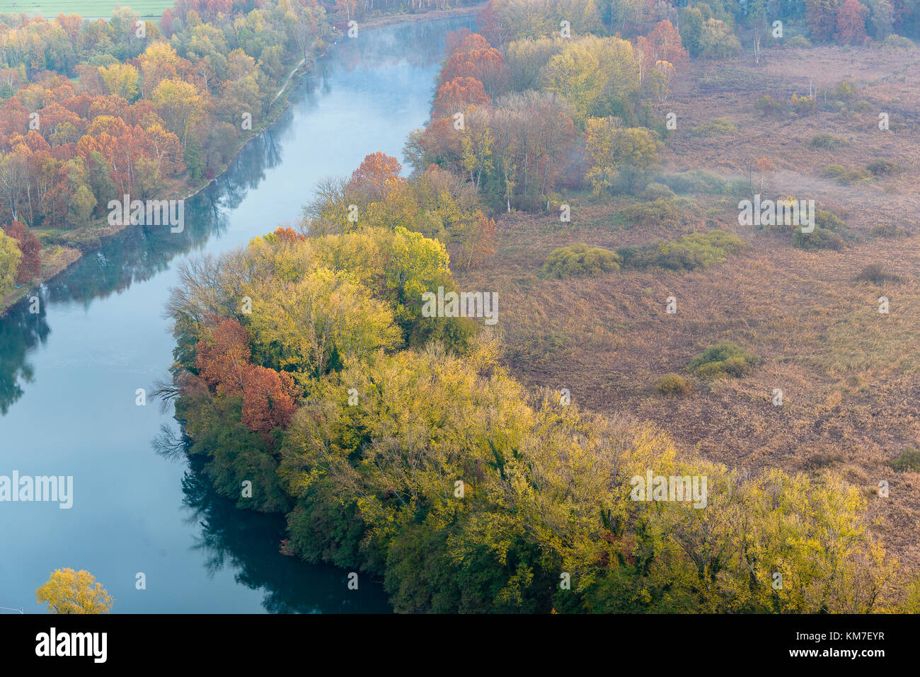 dawn over the River Adda in an autumnal morning Stock Photo - Alamy