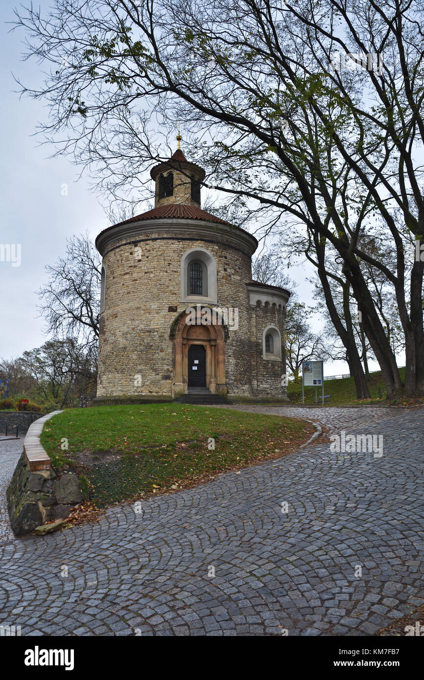 Rotunda of St. Martin in Vysehrad, Prague. Sights of the autumn Czech ...