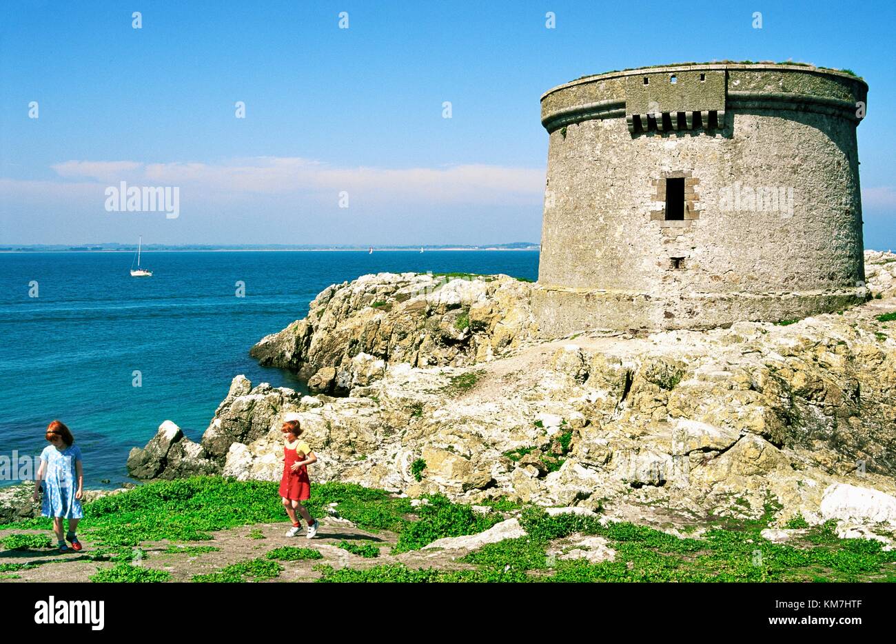 Napoleonic period Martello tower, military invasion defence fort, on ...