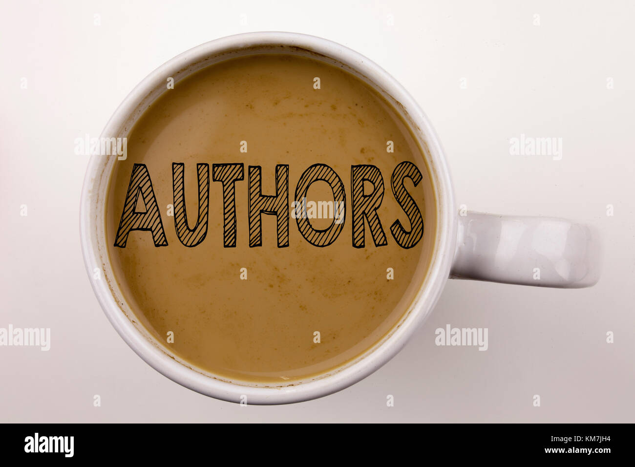 Word, writing Authors text in coffee in cup. Business concept for Word ...