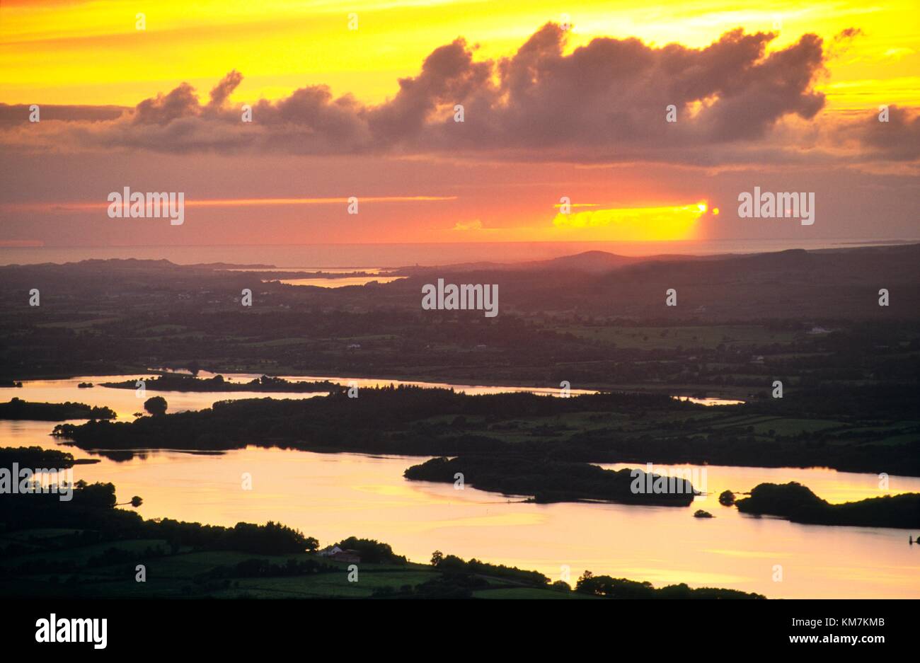 Over Lower Lough Erne toward Donegal Bay from the Cliffs of Magho, near ...