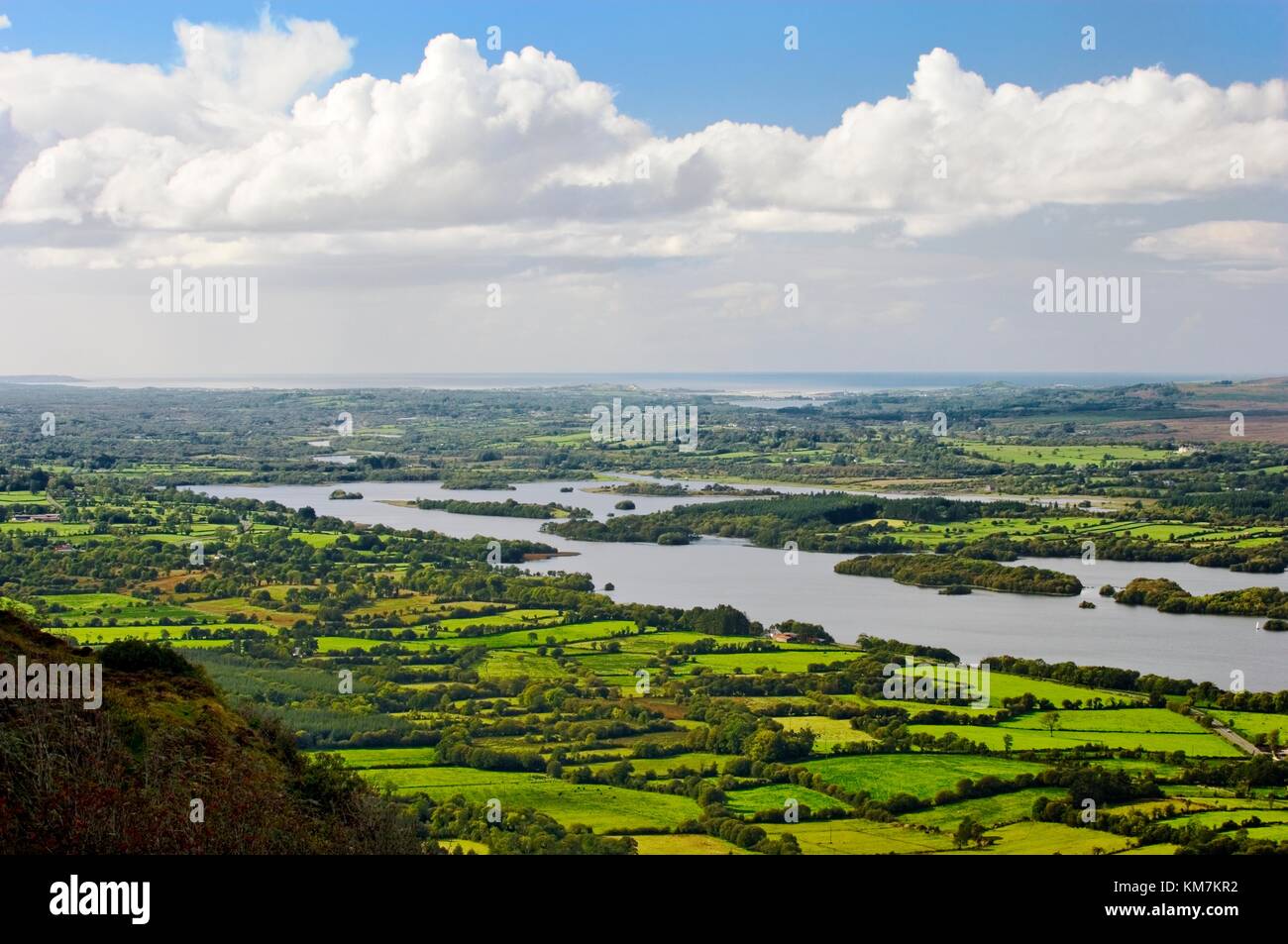 West over Lower Lough Erne from Cliffs of Magho County Fermanagh near ...