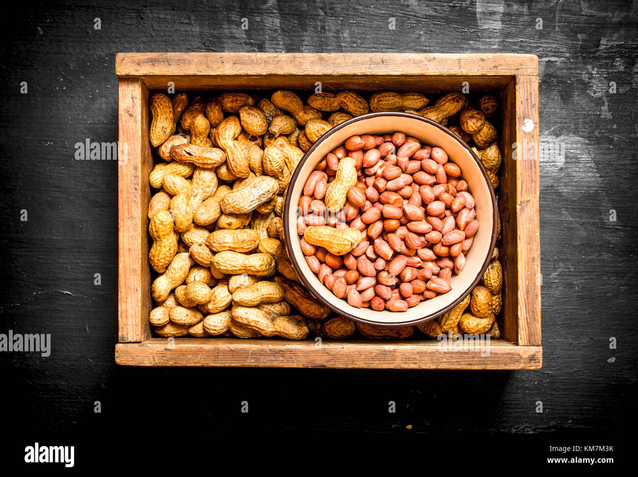 box of peanuts. On a black chalkboard Stock Photo - Alamy