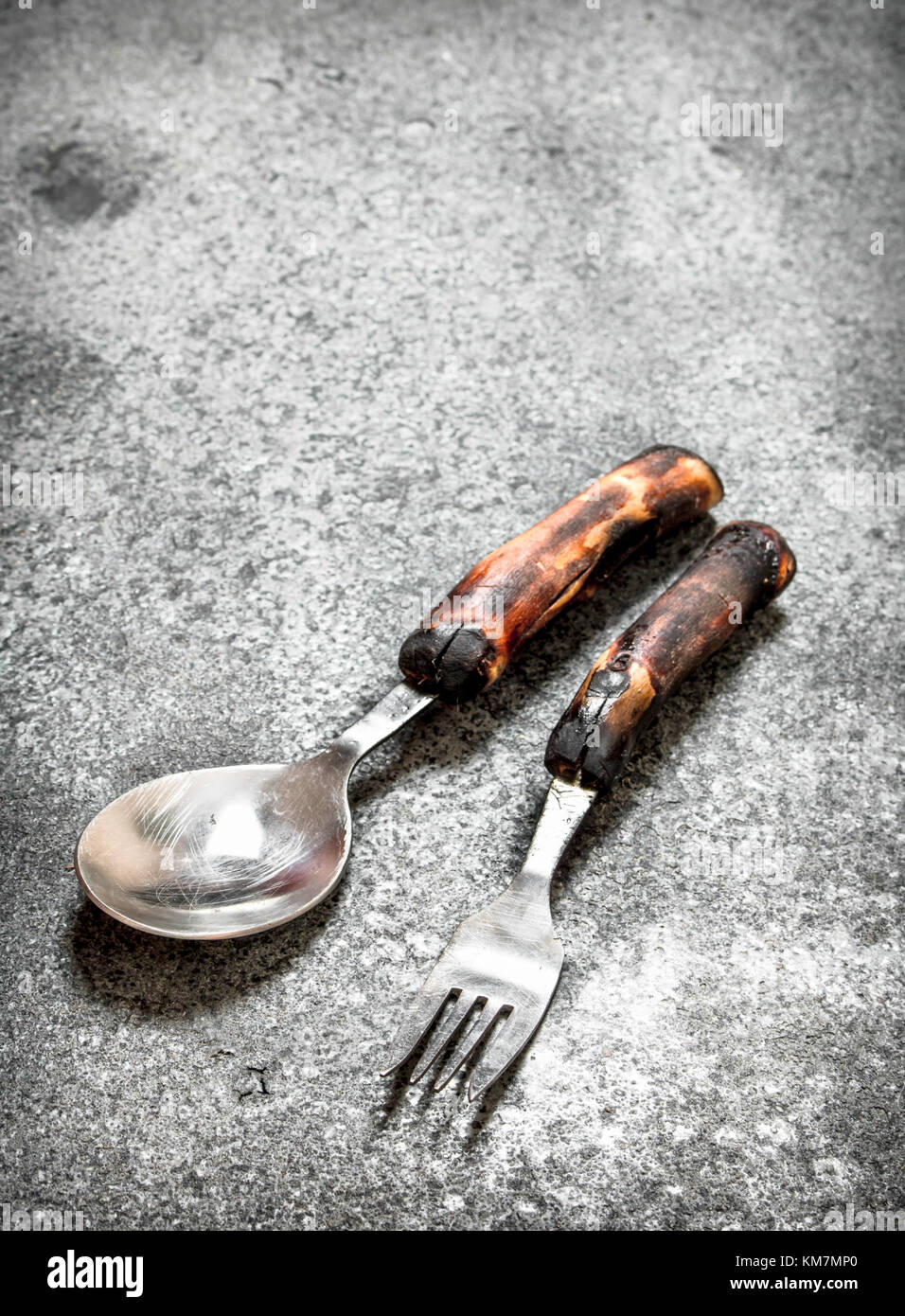 Serving background. Cutlery. On the rustic background Stock Photo - Alamy