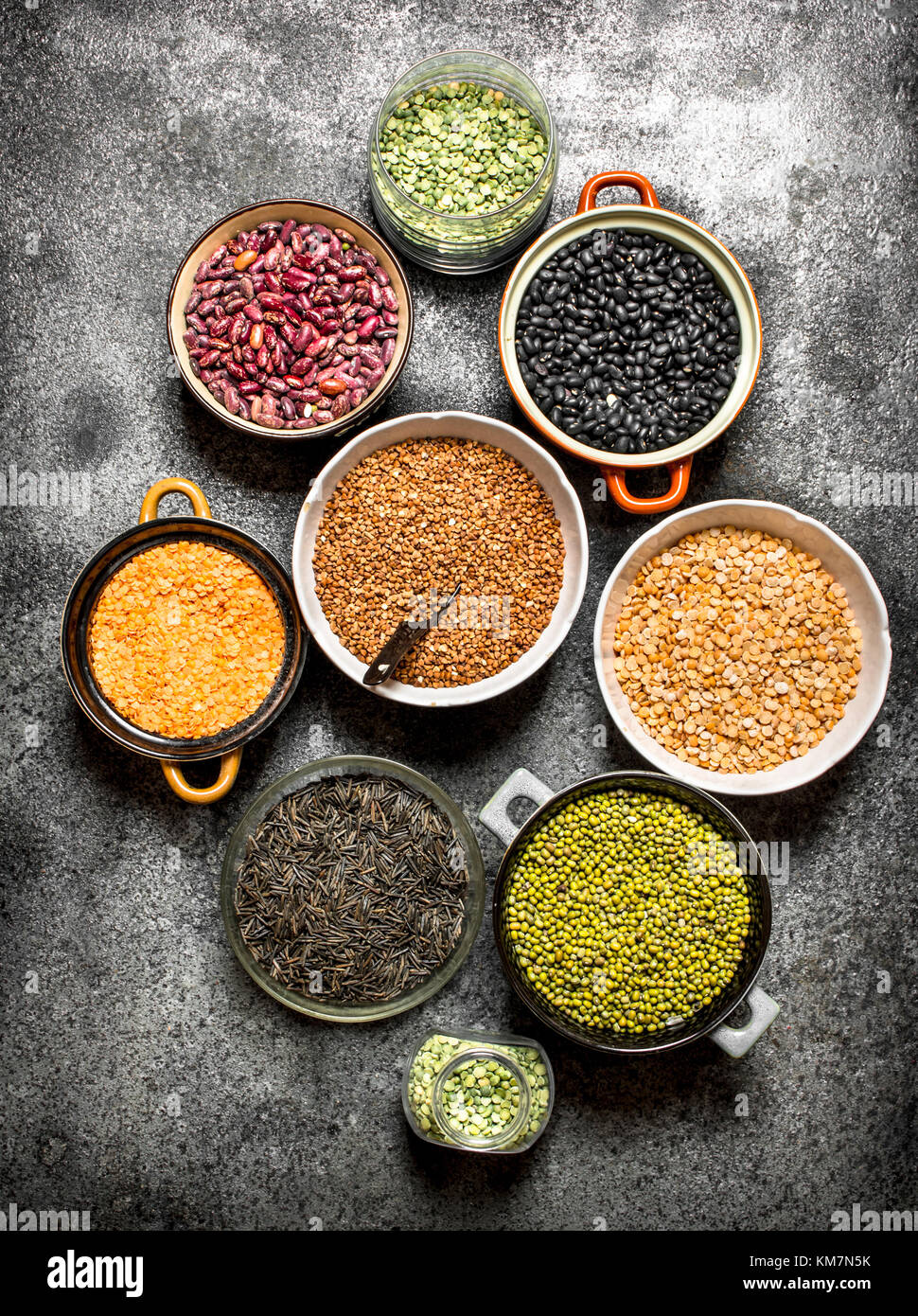variety of bean seeds in a bowl. On rustic background Stock Photo - Alamy