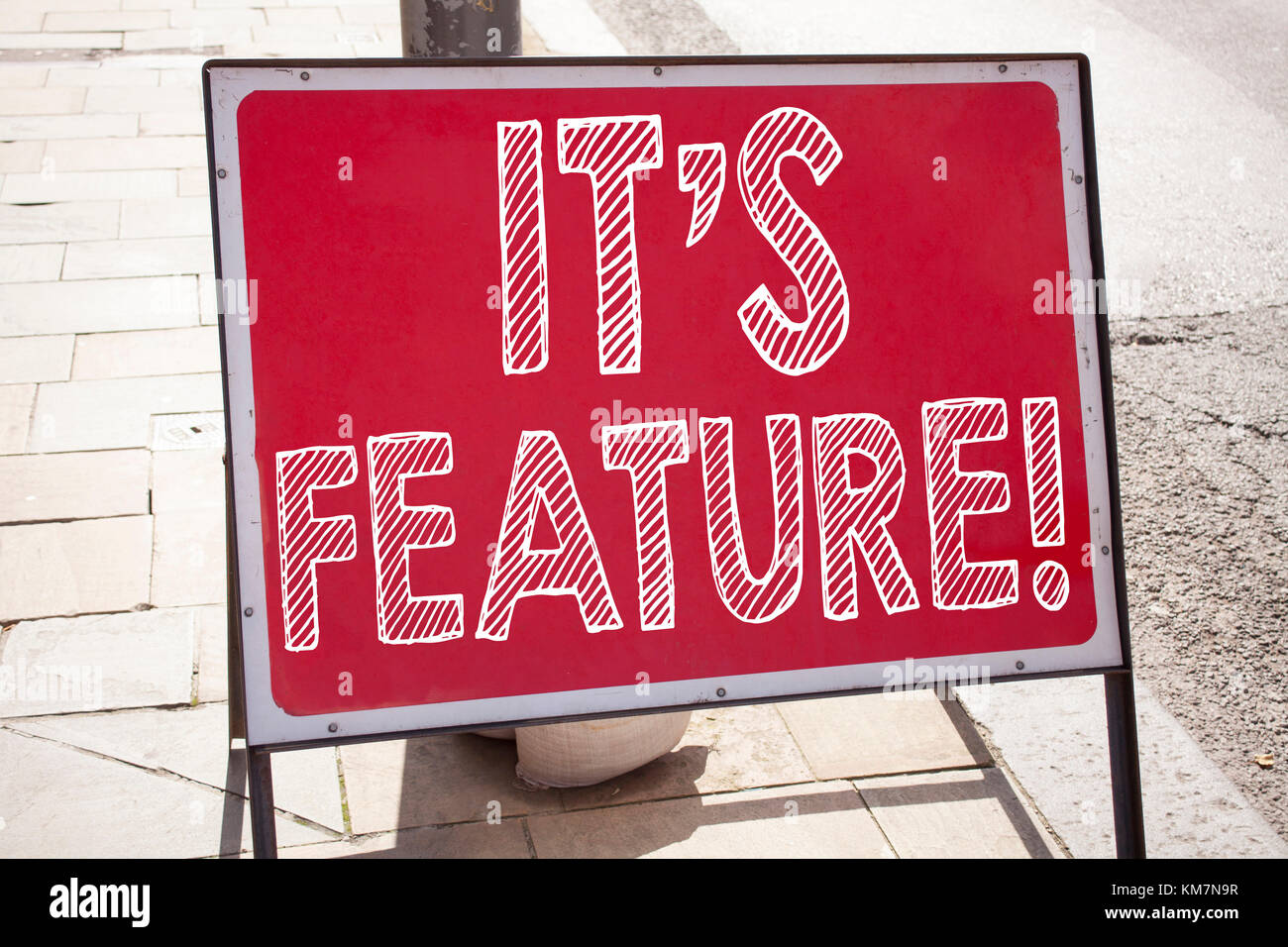 Hand writing text caption inspiration showing Features concept meaning ...