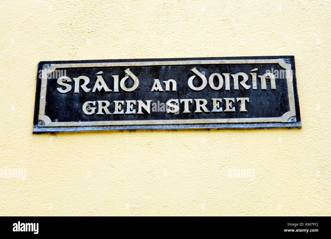 Street name plate in the town of Dingle, County Kerry, west Ireland ...