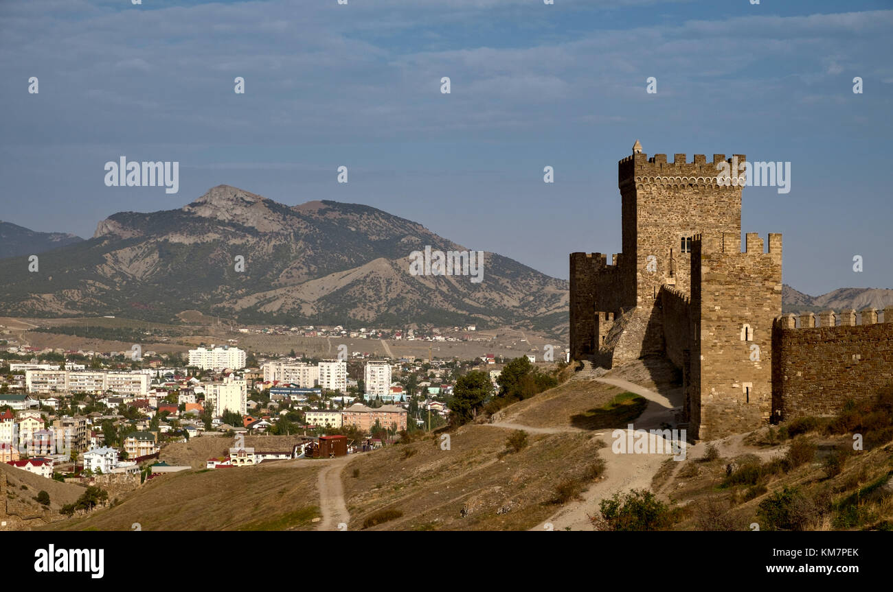 Tower of medieval Sudak fortress in Crimea Stock Photo - Alamy