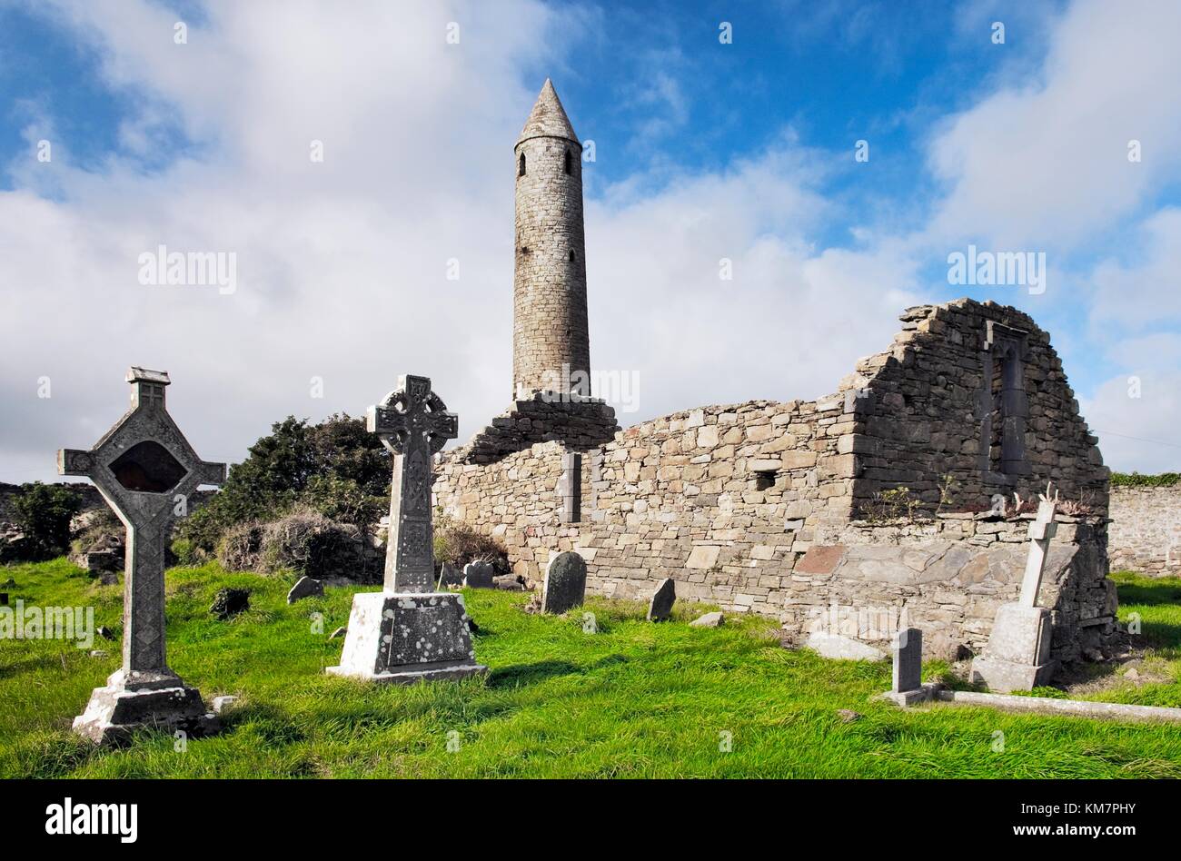 The early Celtic Christian Round Tower and church at Rattoo, south of ...