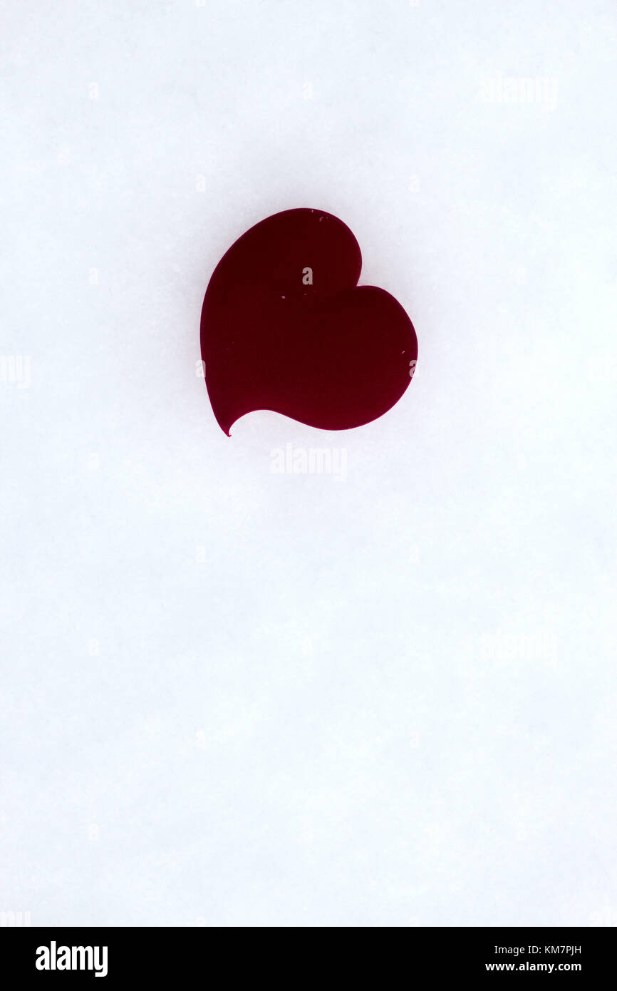 Freeze Red heart in white snow background, Love freeze concept Stock ...