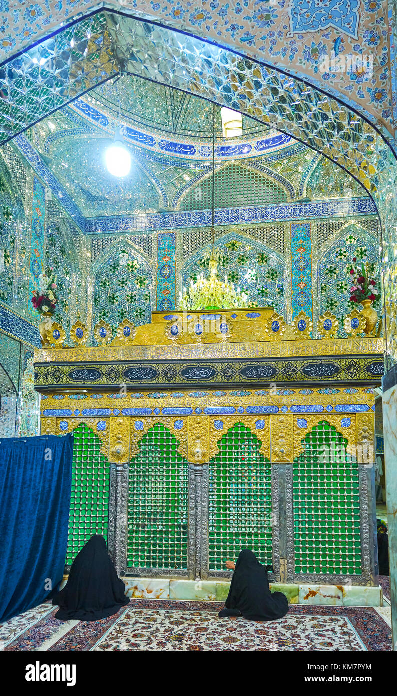 YAZD, IRAN - OCTOBER 17, 2017: Beautiful interior of Shahzade Fazel ...