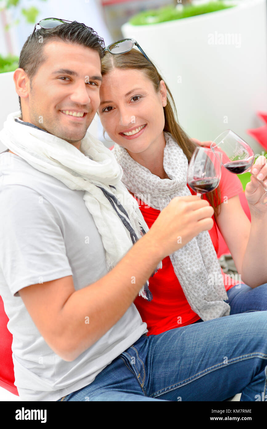 Couple drinking wine at the weekend Stock Photo - Alamy