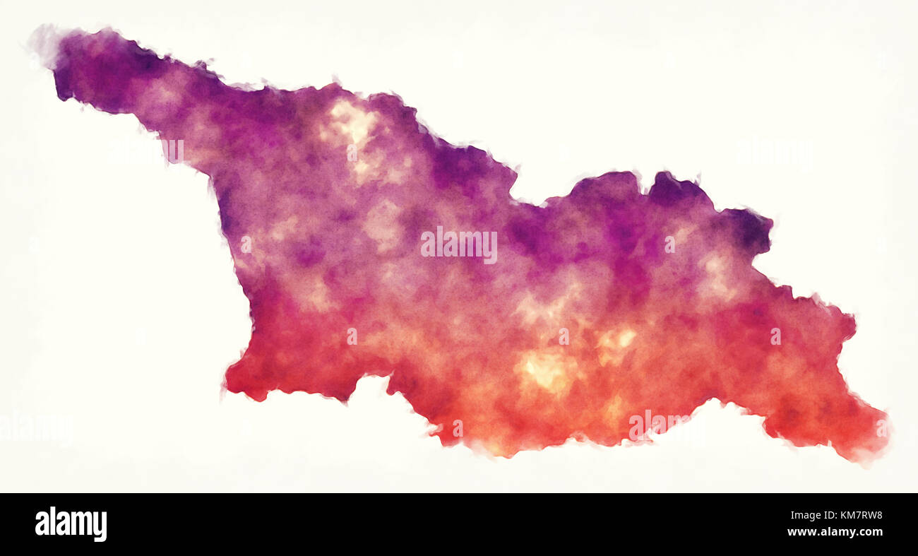 Georgia watercolor map in front of a white background Stock Photo - Alamy