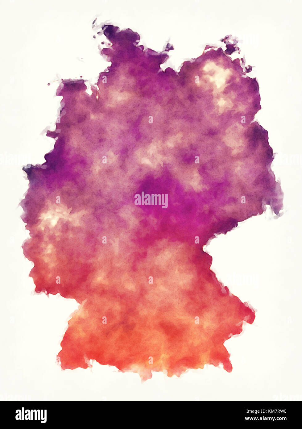 Germany watercolor map in front of a white background Stock Photo - Alamy