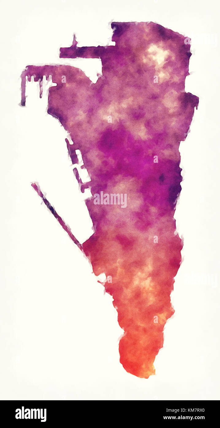 Gibraltar watercolor map in front of a white background Stock Photo - Alamy