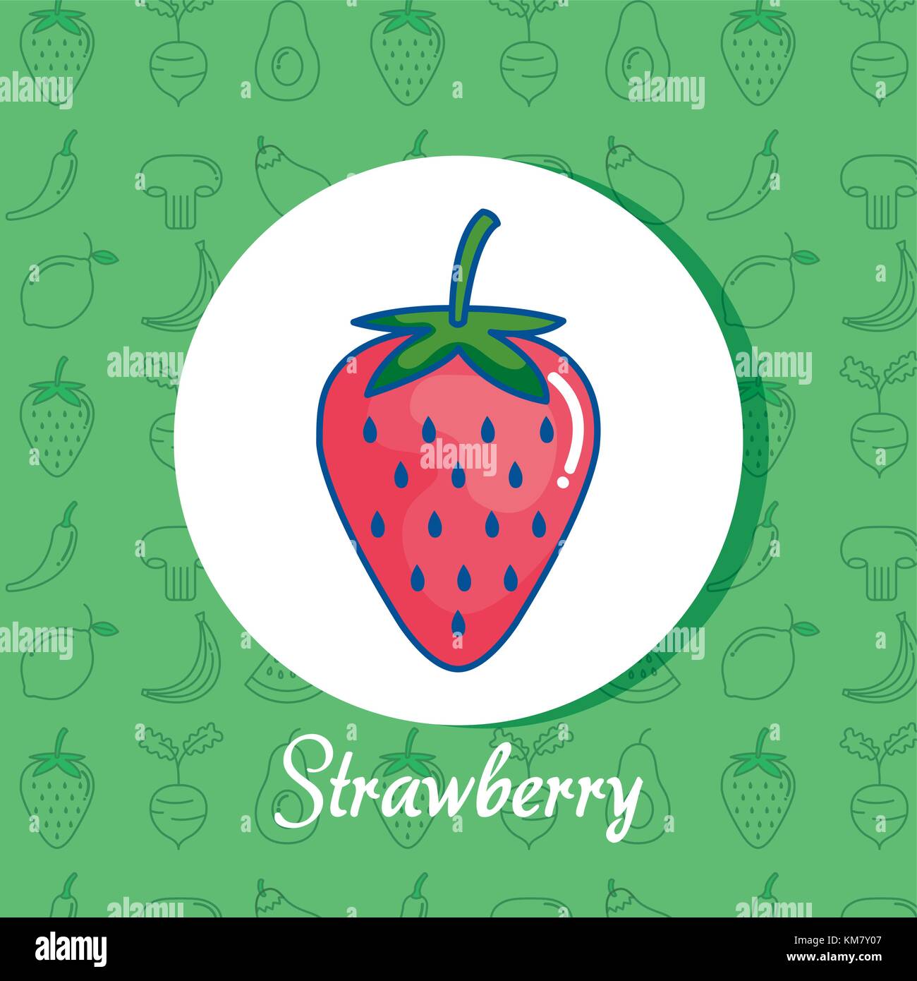 strawberry fresh fruit poster with healthy food pattern Stock Vector ...