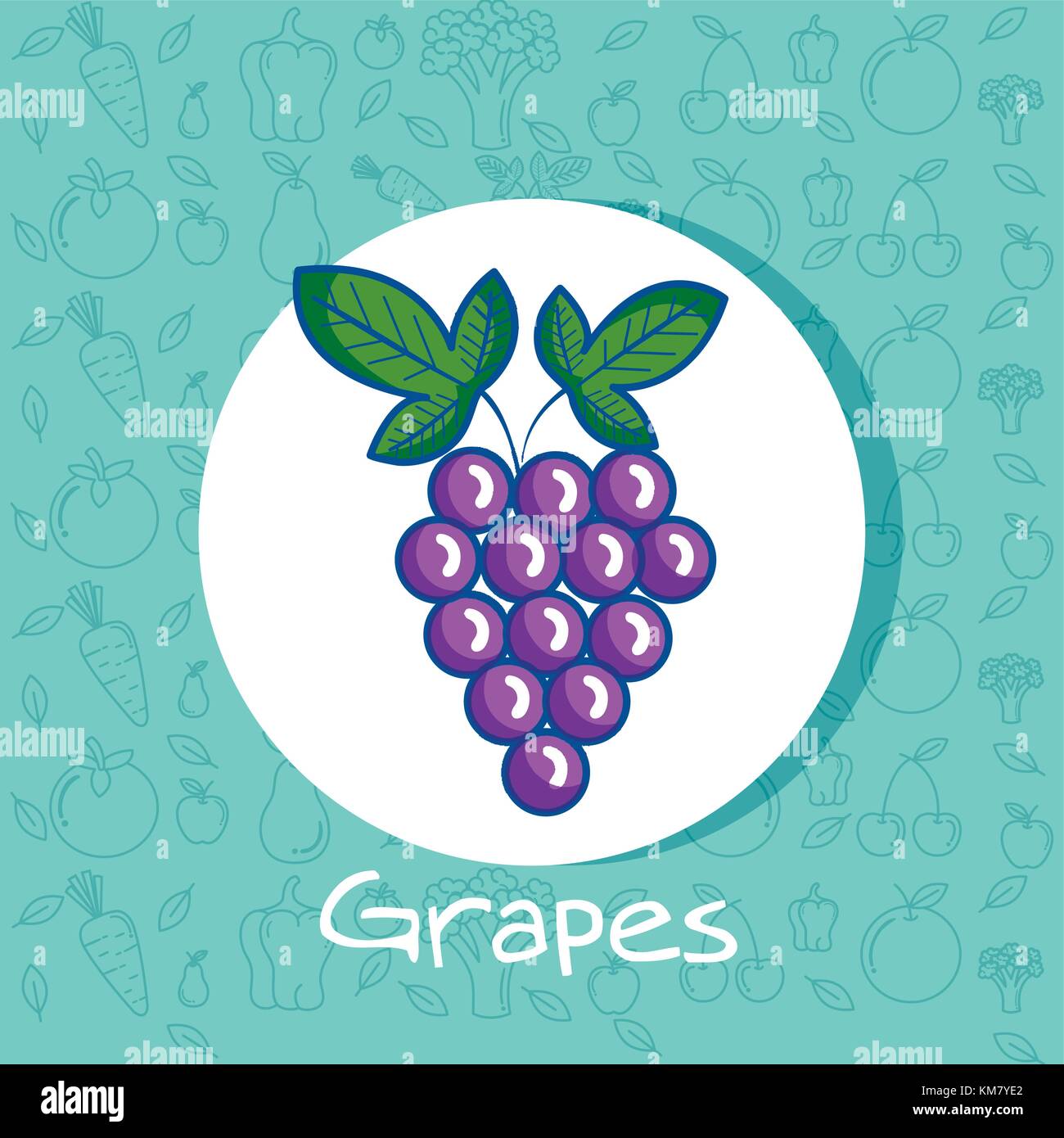 grapes fresh fruit poster with healthy food pattern Stock Vector Image ...
