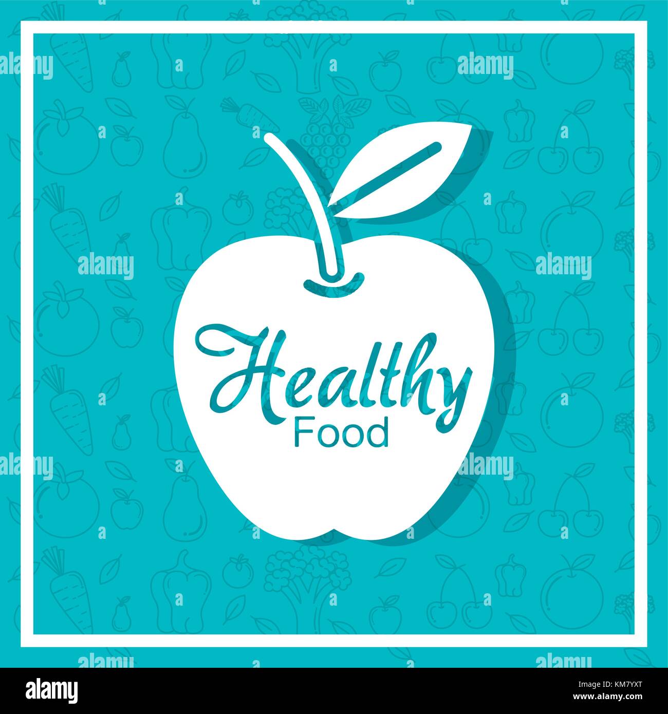 apple fresh fruit poster with healthy food pattern Stock Vector Image ...