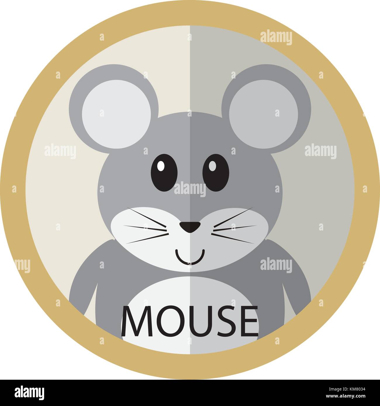 Cute grey mouse cartoon flat icon avatar round circle Stock Vector ...