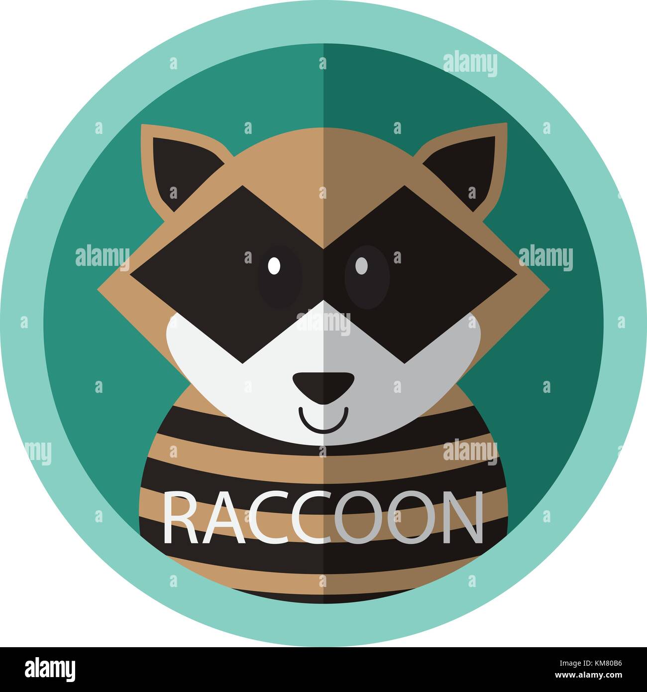 Cute racoon cartoon flat icon avatar round circle Stock Vector Image ...