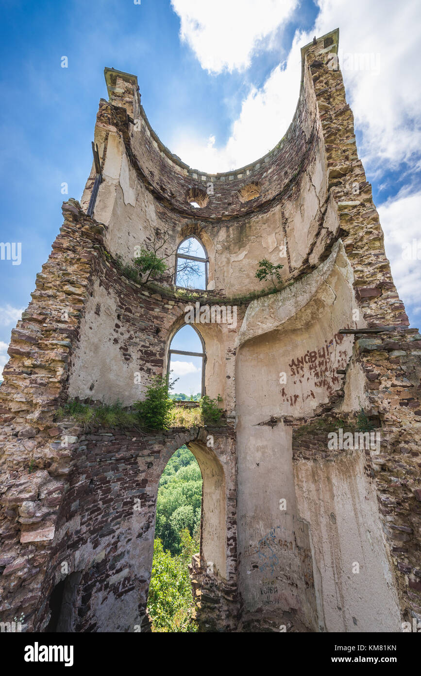 Collapsed tower of Poninski family palace and castle in former ...