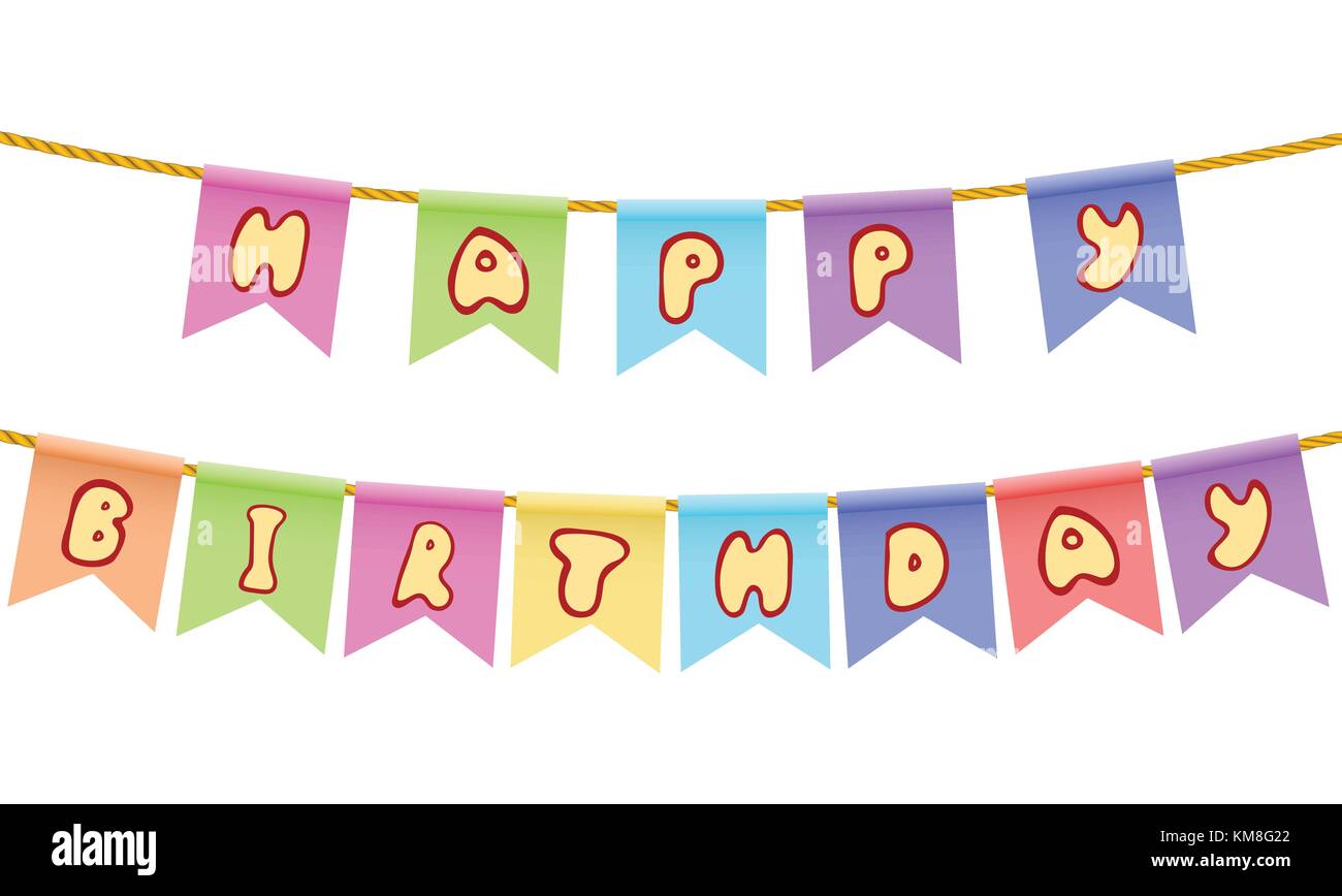 Happy birthday Text on rope isolated on white background Stock Vector ...