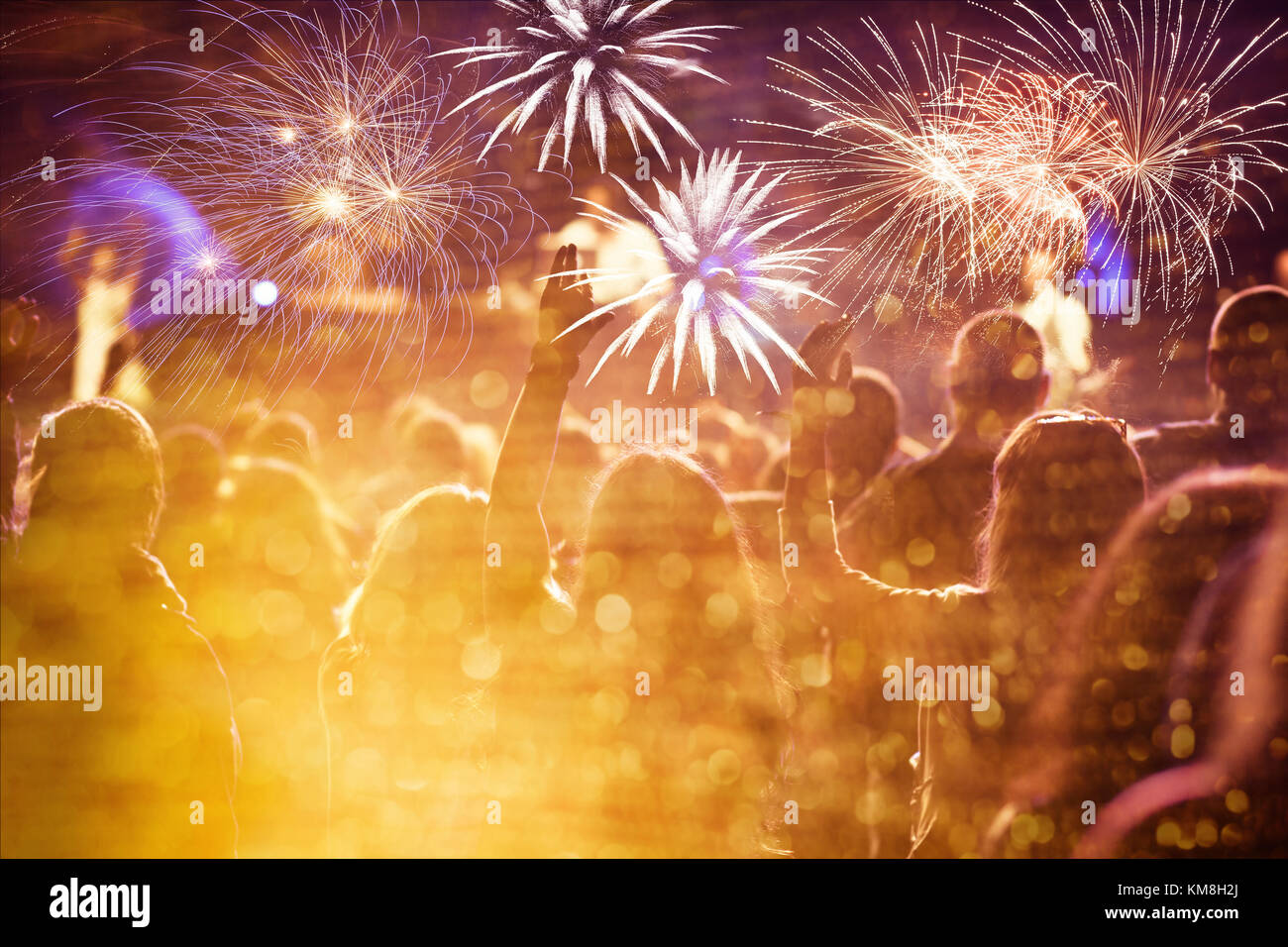 Crowd watching fireworks hi-res stock photography and images - Alamy