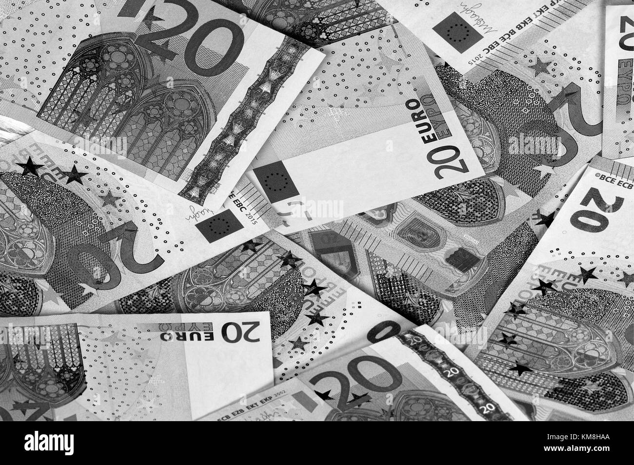 Euro money abstract black and white background Stock Photo - Alamy
