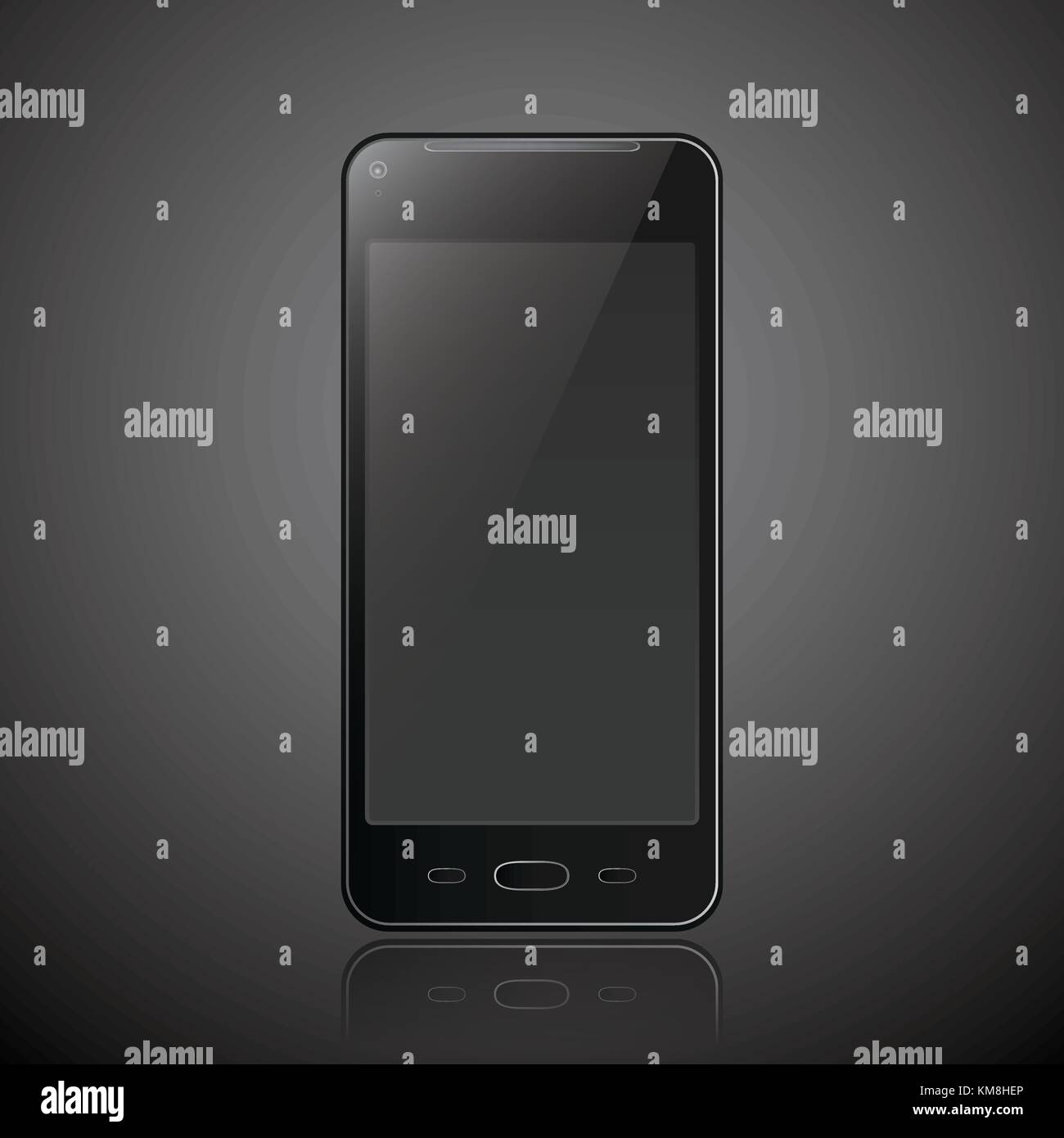 New realistic mobile phone smartphone modern style grey background with ...