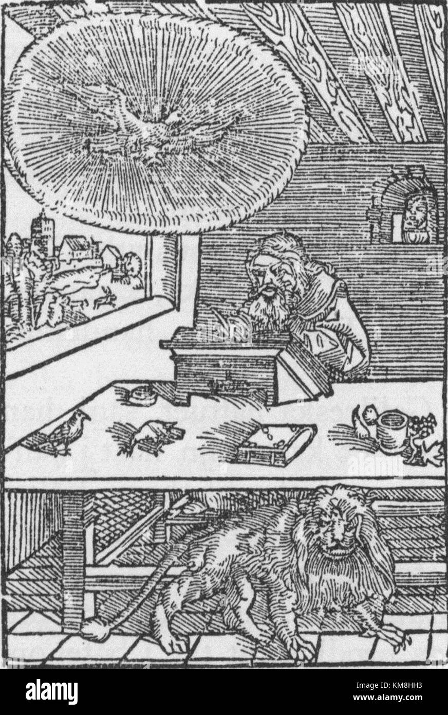 An illustration from the Gospel of Saint Mark, printed in 1541. This ...