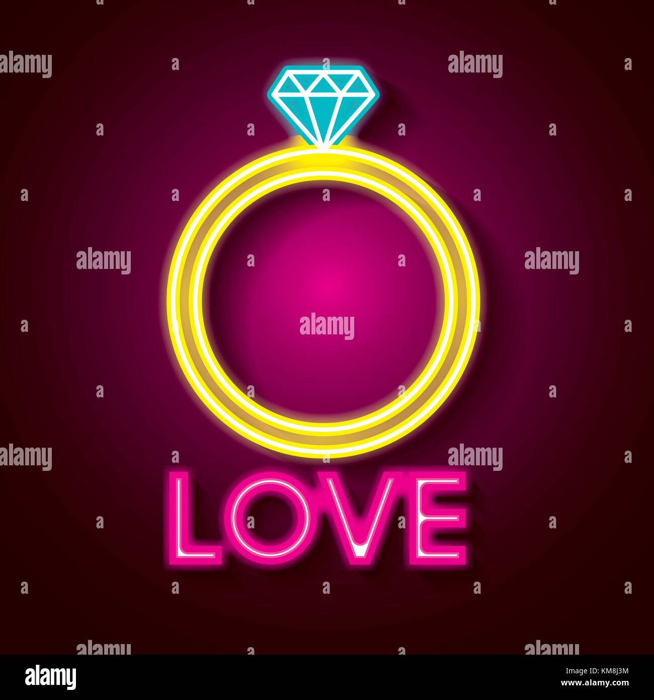 love poster with neon lights vector illustration design Stock Vector ...
