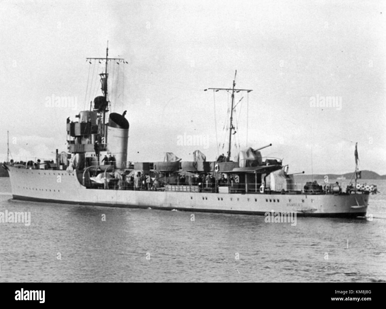 The HMS Romolus, a naval ship, is captured from the aft, showcasing its ...