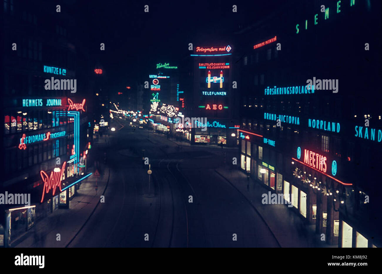 A historical photograph of Kungsgatan, a prominent street in Stockholm ...