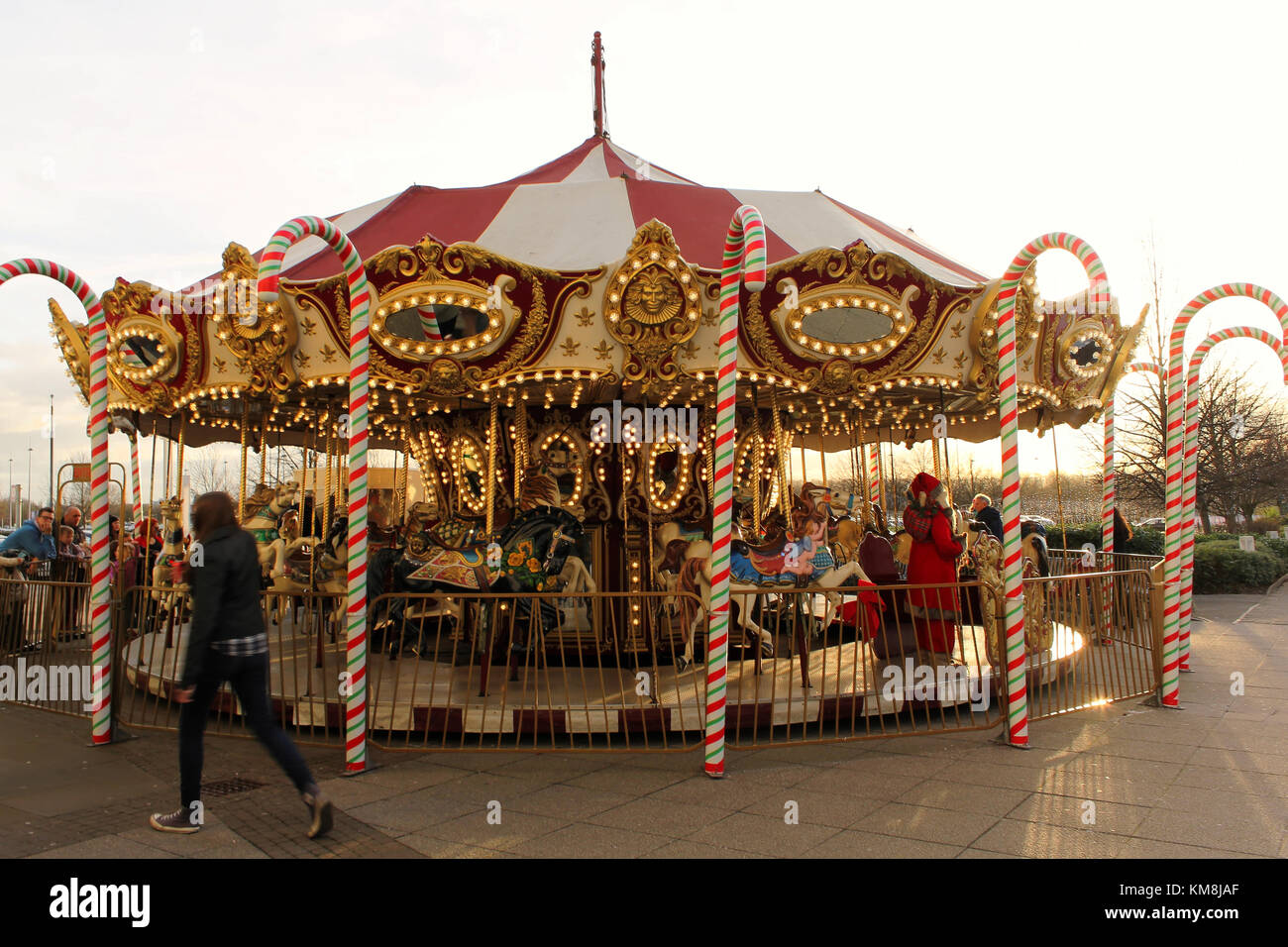 Carousel horse, Bristol, England - December 20, 2014: Winter wonderland ...