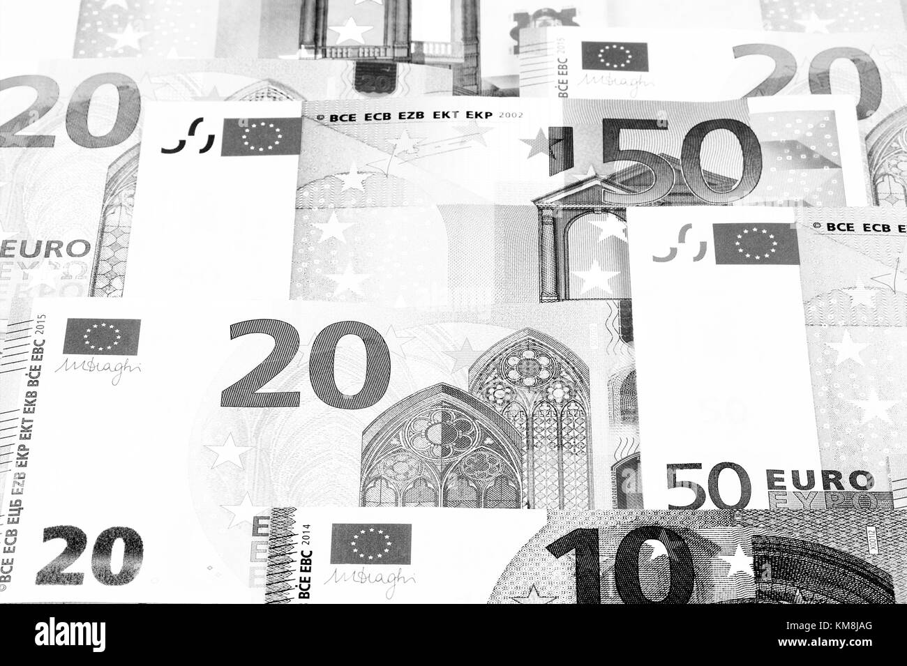 Euro money abstract black and white background Stock Photo - Alamy