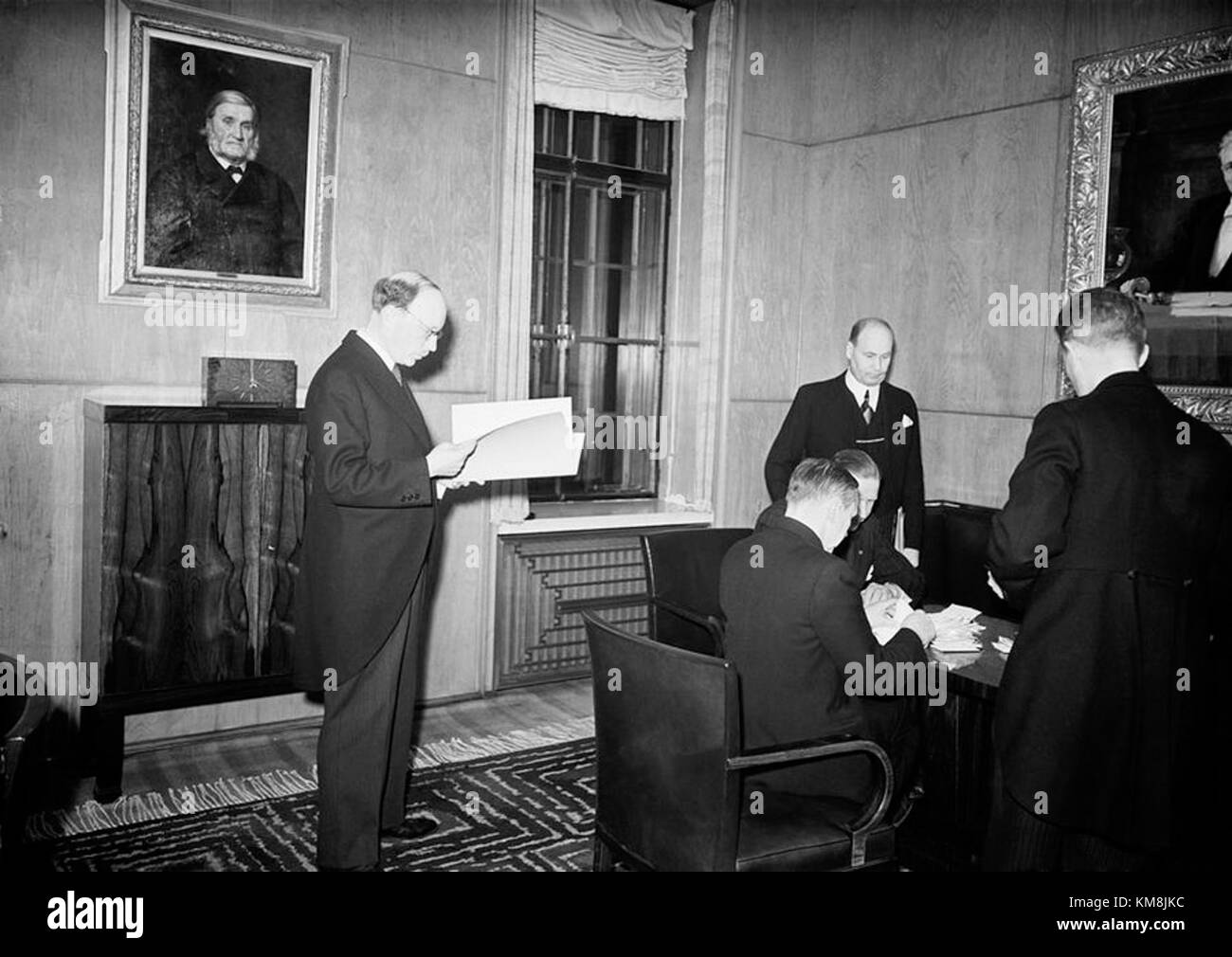 Reviewing documents Black and White Stock Photos & Images - Alamy