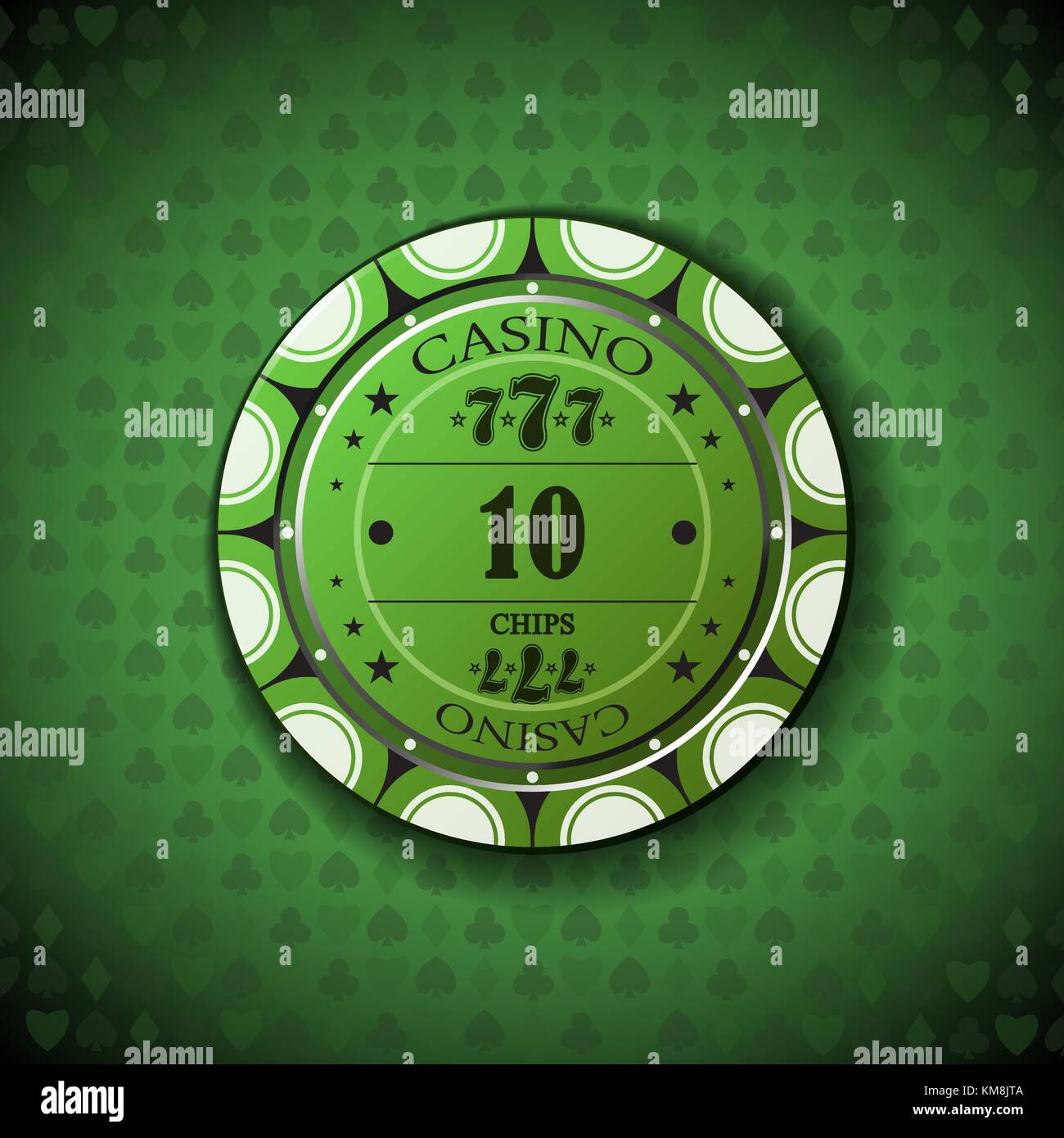 Poker chip nominal ten, on card symbol background Stock Vector Image ...