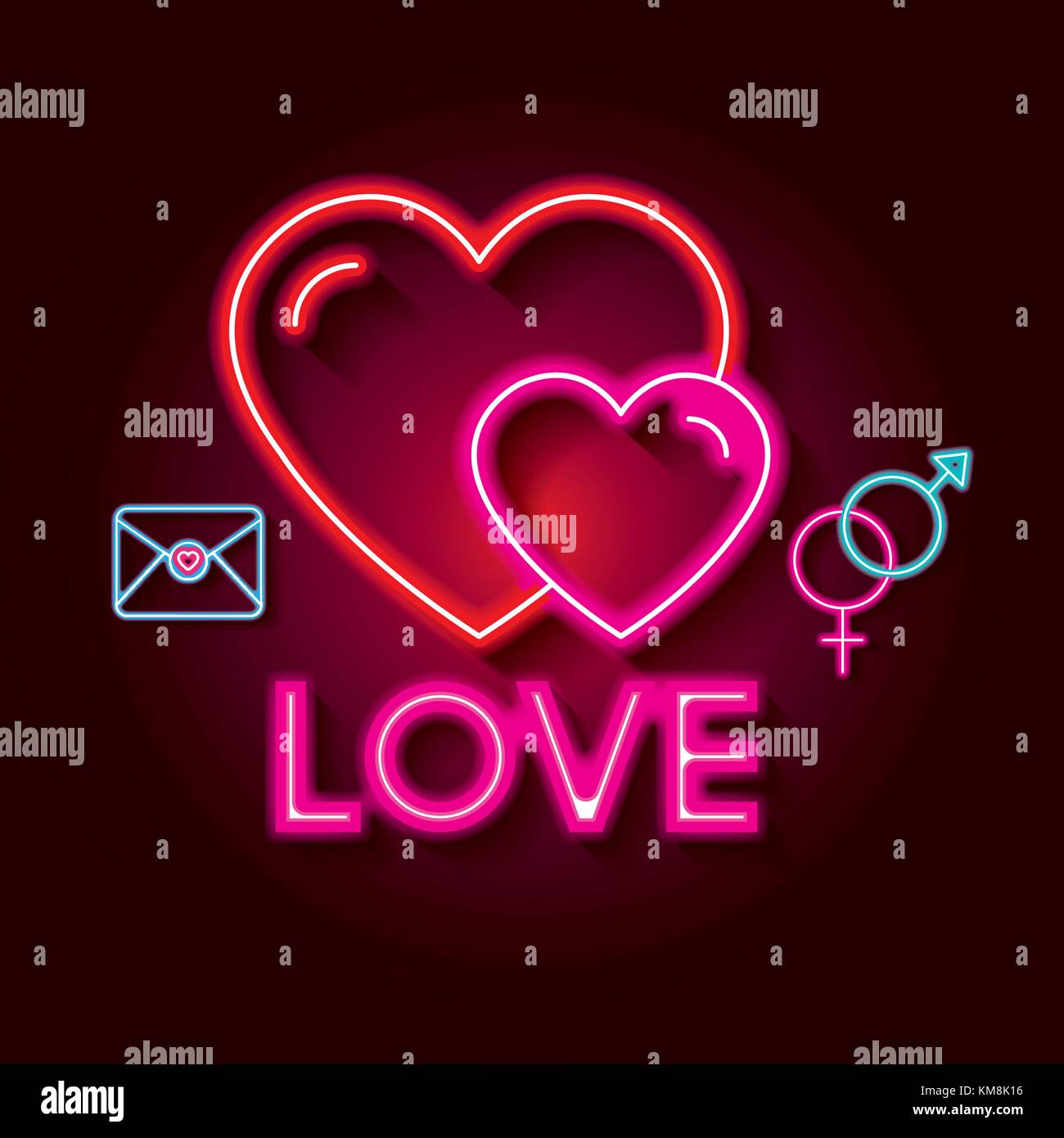 love poster with neon lights vector illustration design Stock Vector ...