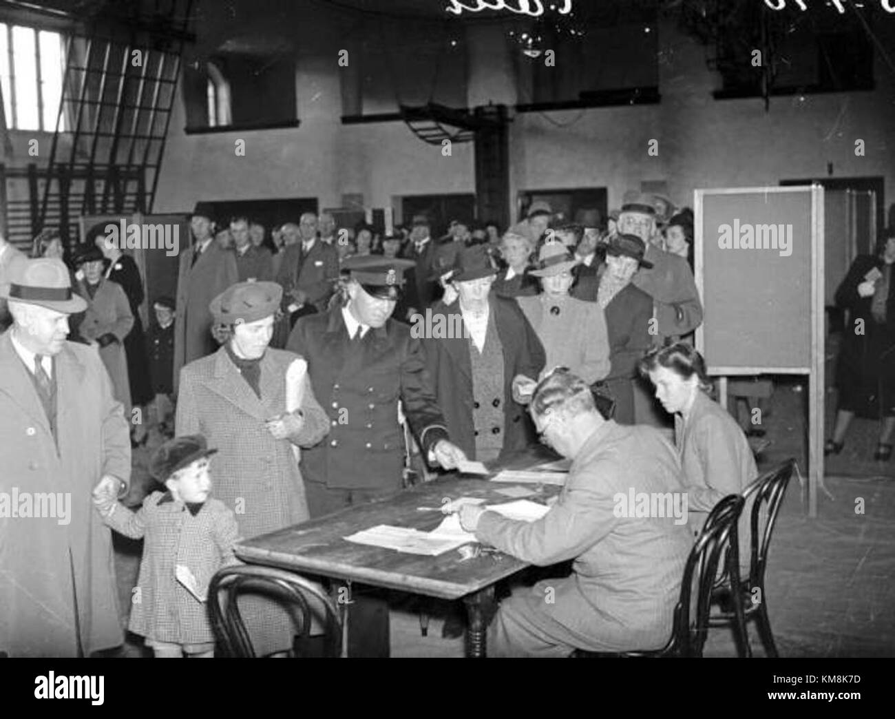 This image from 1940 shows a polling station in Goteborg, Sweden ...