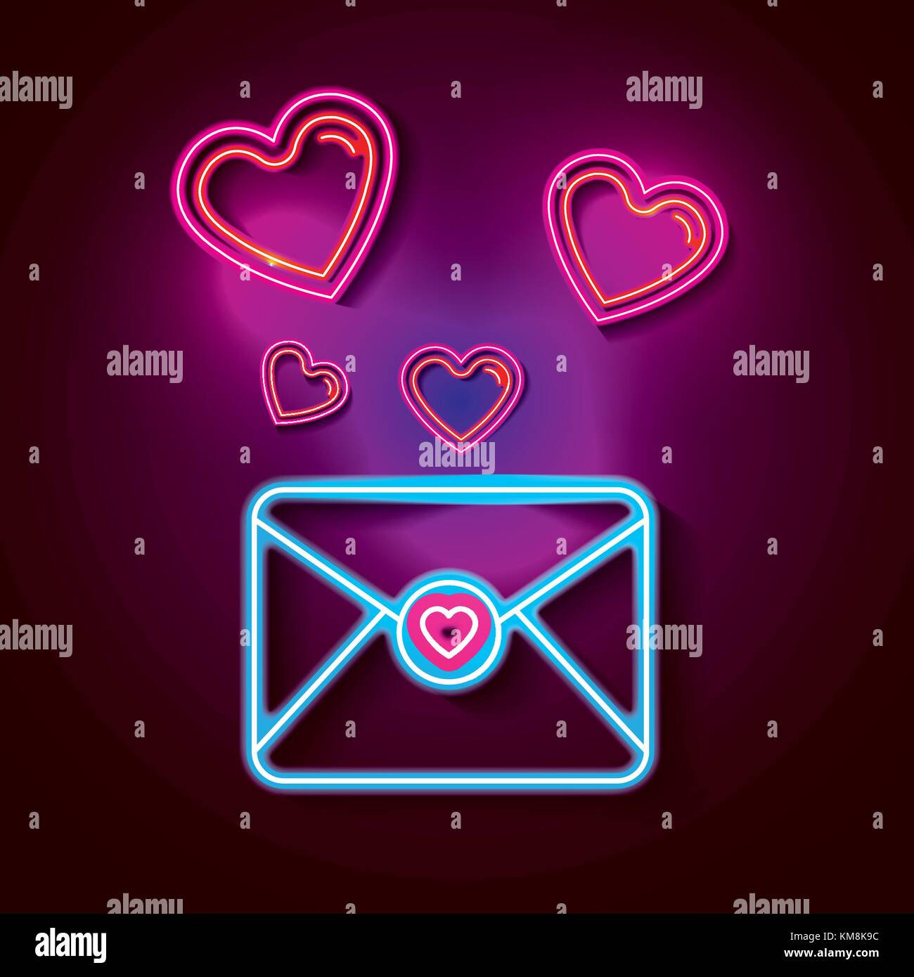 love poster with neon lights vector illustration design Stock Vector ...
