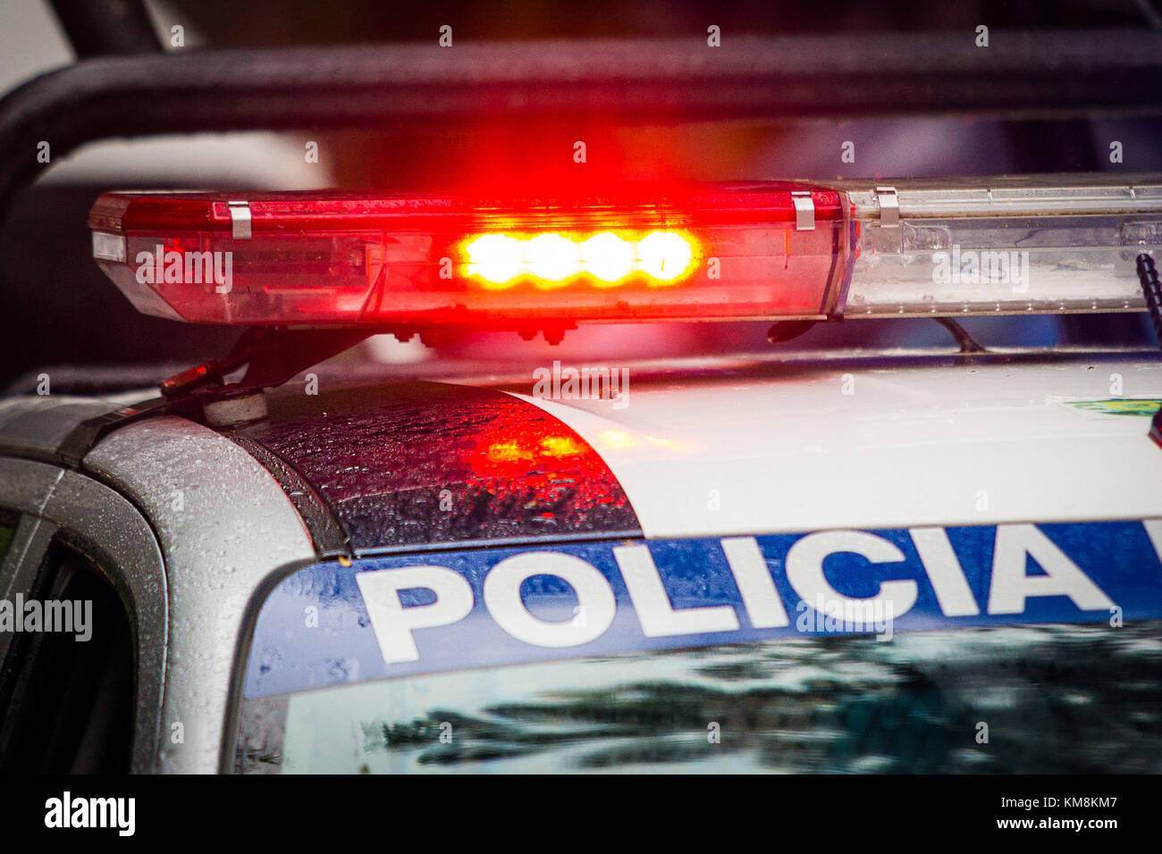 Police car with flash lights and signals Stock Photo - Alamy