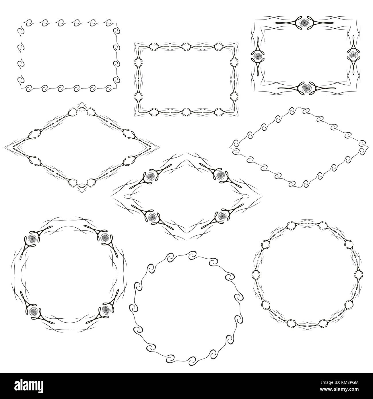 Vintage retro frame set isolated on white background. Calligraphic ...