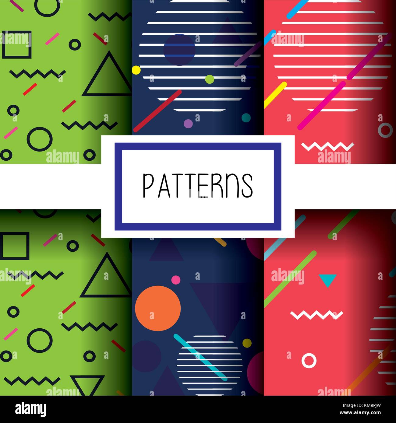 lines figures and colors patterns set vector illustration Stock Vector ...